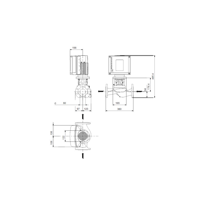 Grundfos - 99272177 - TPE3 80-150 S-A-F-A-BQQE PN 16 3x400V - Elektr ...