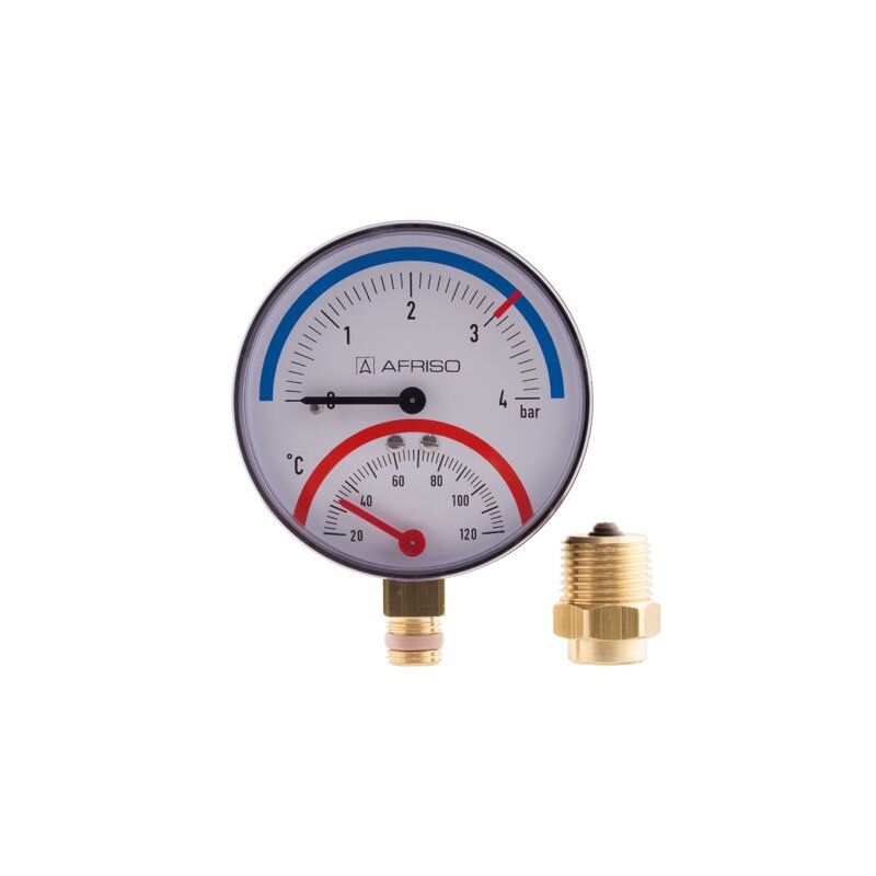 Afriso - 63337 - Thermo-Manometer TM 80 20/120C 0/4bar 1/2 radial m. Ventil, 21,46