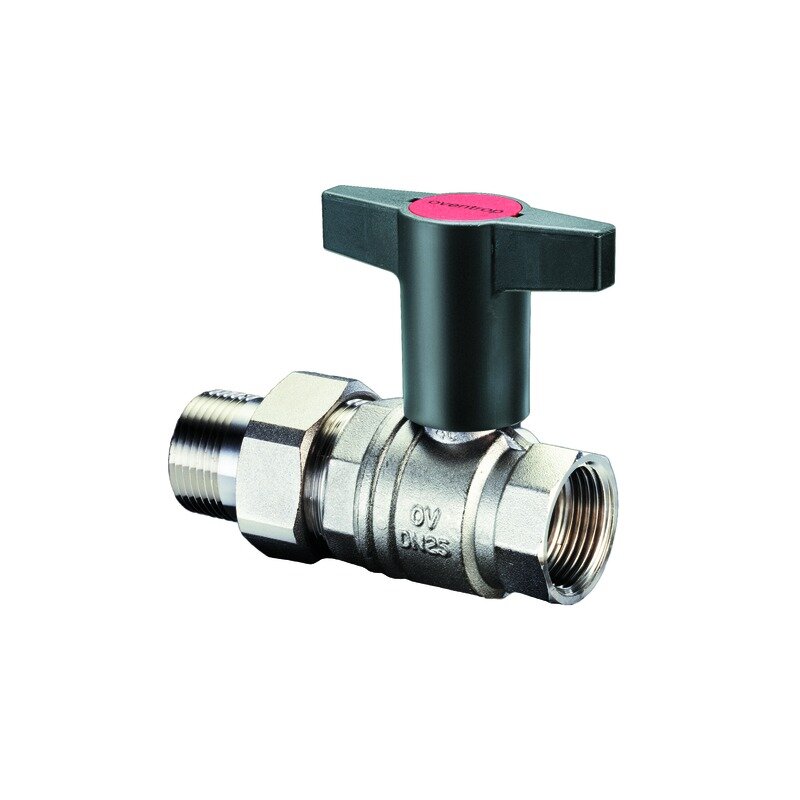 Oventrop - 1075708 - Kugelhahn "Optibal",Knebelgriff DN25, 1" IG u.Verschr. mit AG, PN16, Ms, 34 ...